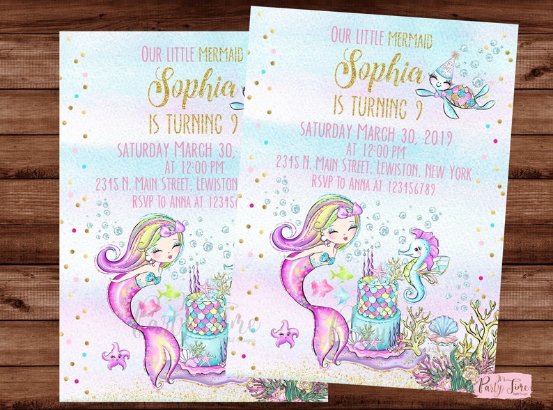 Mermaid Invitation - Mermaid Invite - Under Sea Invite - Pool Party ...