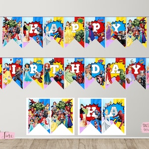 Princesses and Superhero Banner - Princesses and Superhero Birthday ...