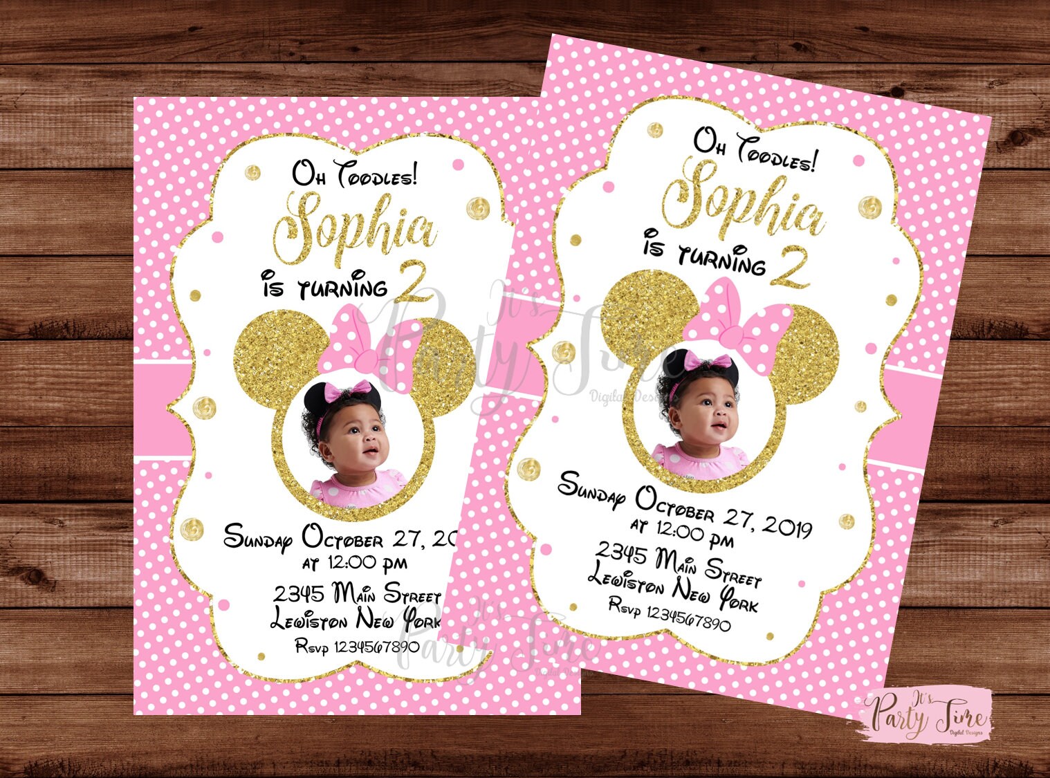 Invitación Minnie Mouse - Invitación rosa a la fiesta de cumpleaños de ...