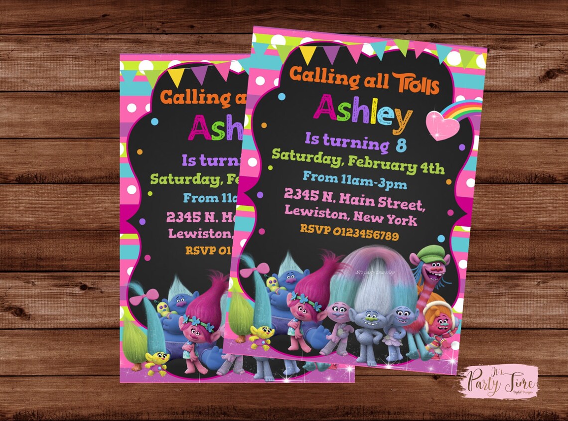 Trolls Invitation - Trolls Party - Trolls Birthday Invitation - Trolls ...