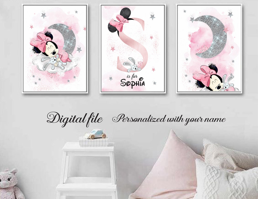 Baby Girl Wall Art - Minnie Mouse Wall Art - Minnie Mouse Art - Minnie ...