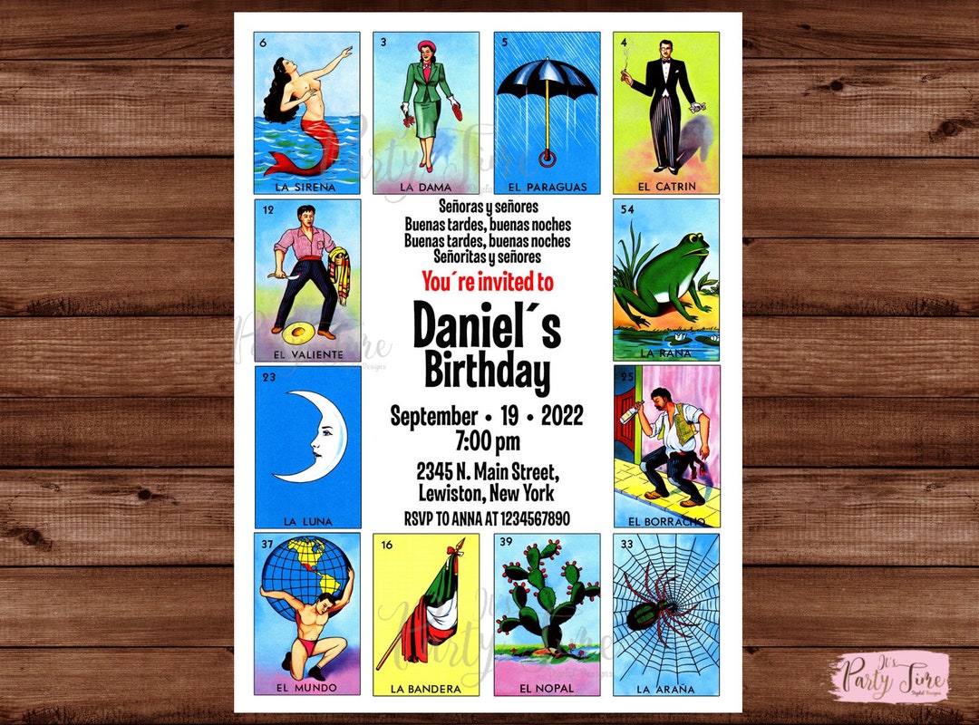 Loteria Invitation - Mexican Fiesta Invitation - Mexican Invitation ...