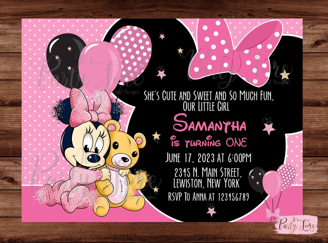 Minnie Mouse 1st Birthday Invitation - First Birthday Invite - Minnie ...