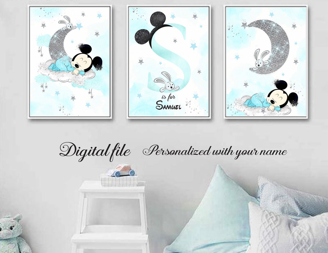 Baby Boy Wall Art - Mickey Mouse Wall Art - Mickey Mouse Art - Mickey ...