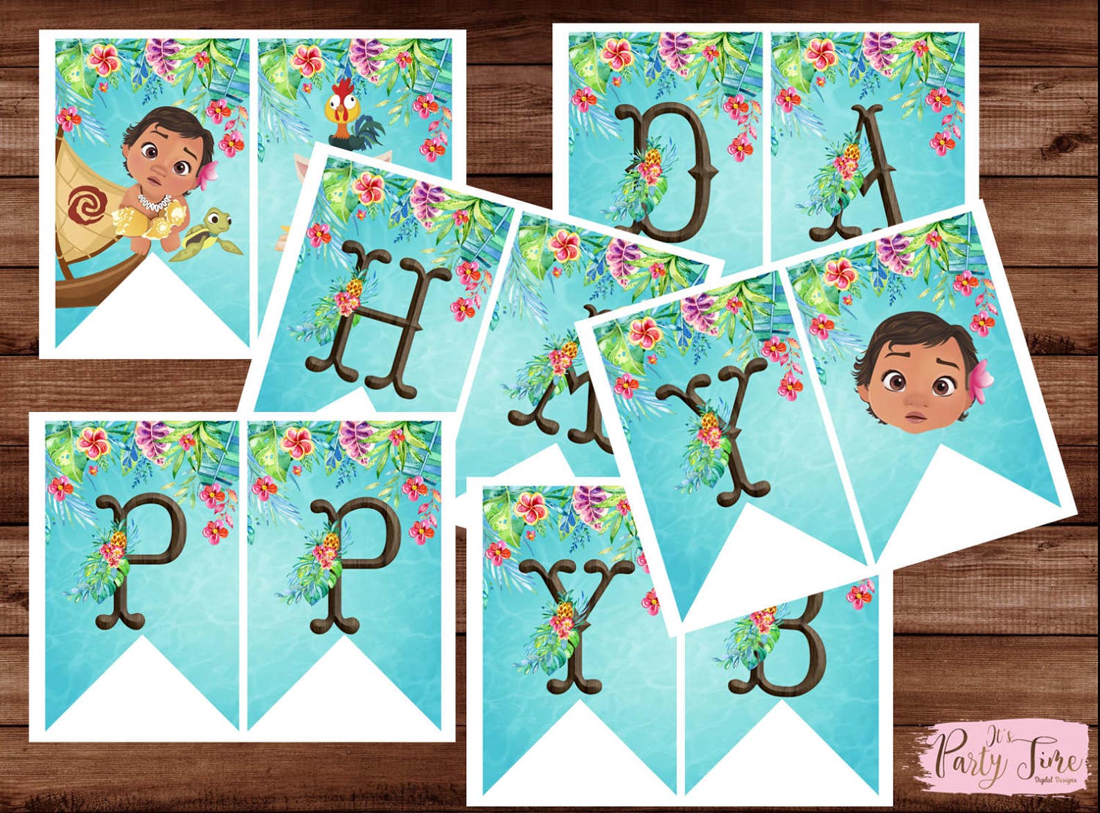 Moana Banner - Moana Birthday Banner - Moana Flags Banner. MOANA ...