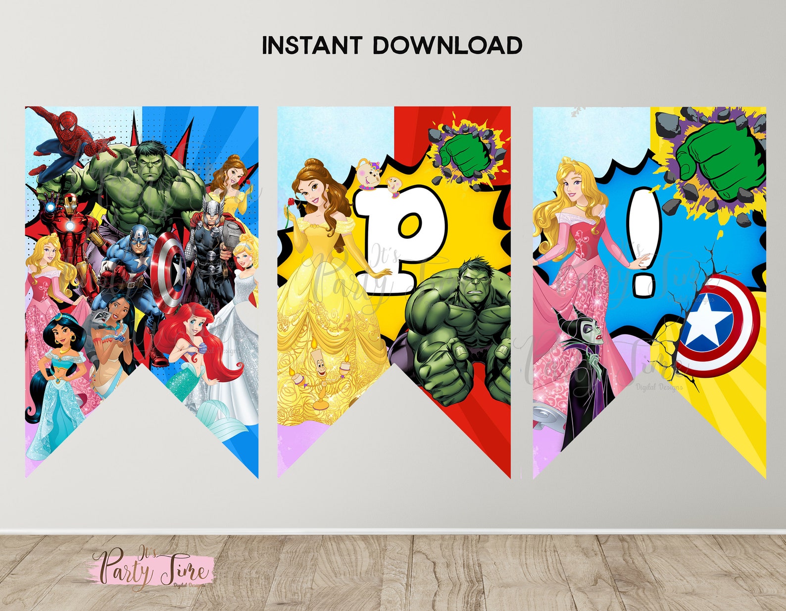 Princesses and Superhero Banner - Princesses and Superhero Birthday ...