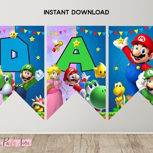 Super Mario Birthday Banner - Mario Bros Birthday Party Banner - Super ...