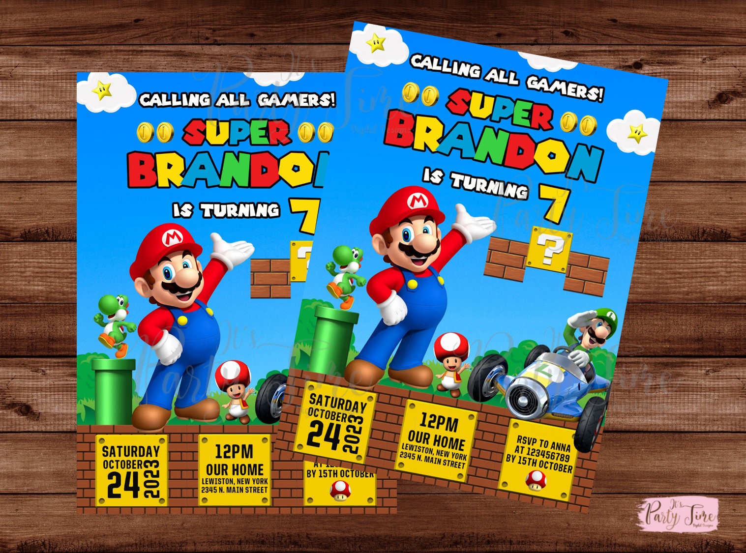 Invitación de Mario Bros Invitación de cumpleaños de Mario Bros Fiesta ...
