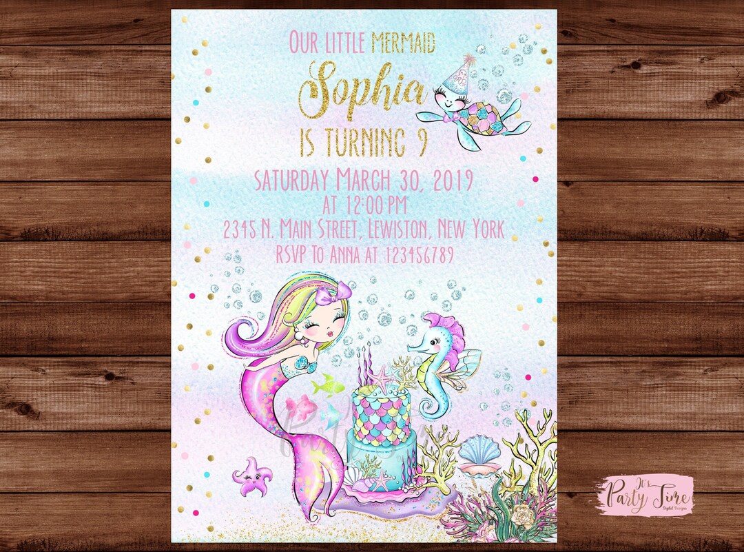 Mermaid Invitation - Mermaid Invite - Under Sea Invite - Pool Party ...
