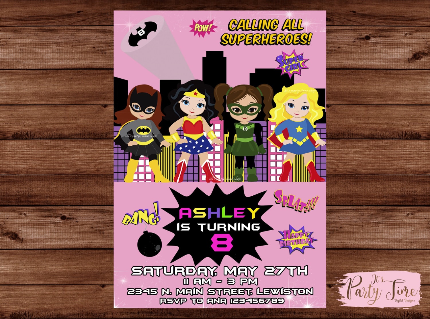 Superhero Girl Party Invitation Girl Super Hero Birthday | Etsy