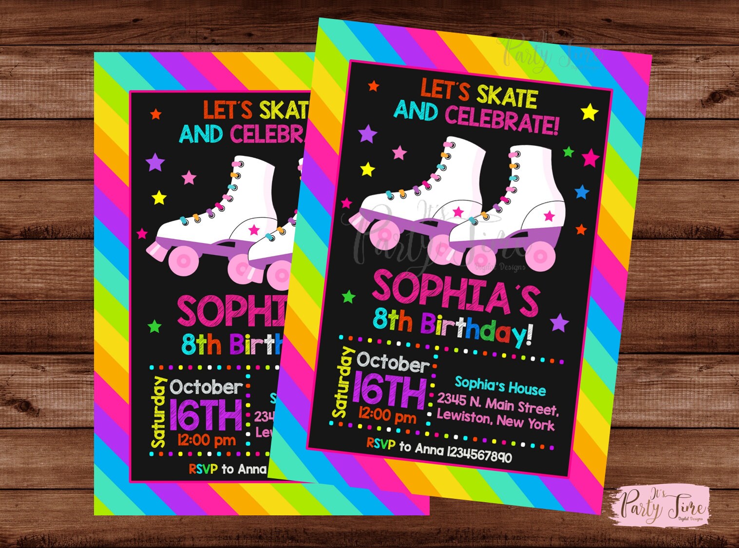 Roller Skate Invitation - Roller Skate Invite - Roller Skating Party ...