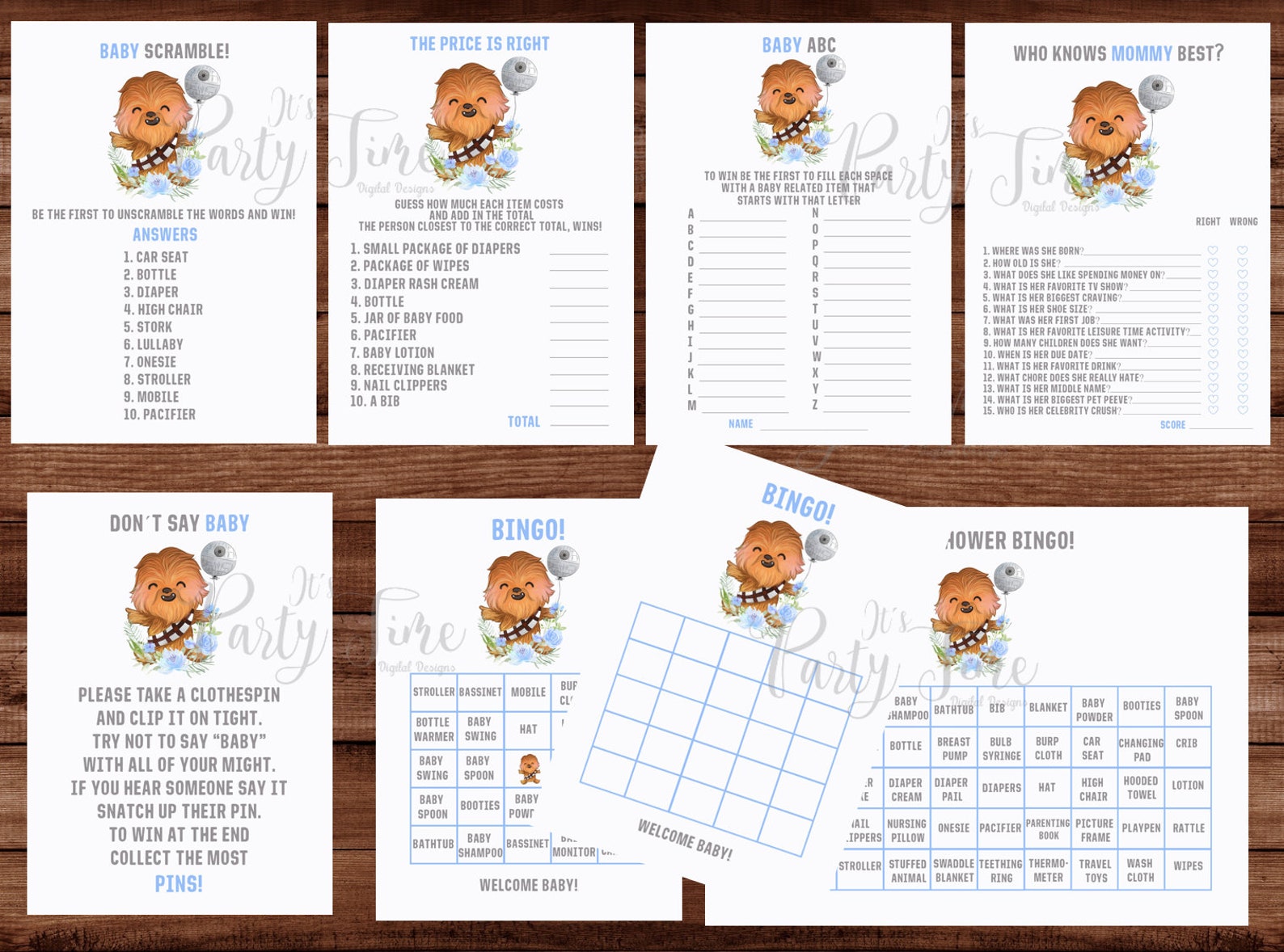 Star Wars Baby Shower Games Package - Star Wars Baby Shower Games ...