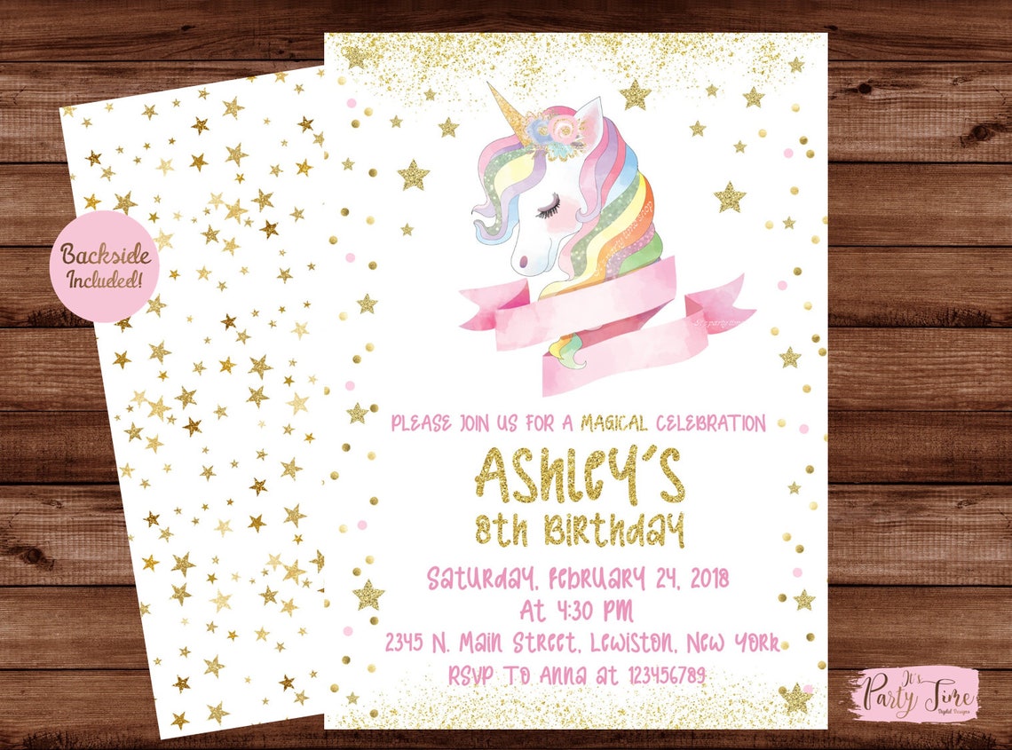 Unicorn Invitation -rainbow Unicorn Invitation - Unicorn Invite ...