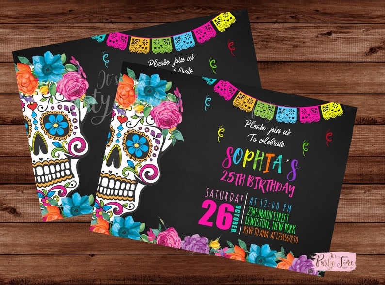 Sugar Skull Birthday Invitation - Sugar Skull Invitation - Sugar Skull ...