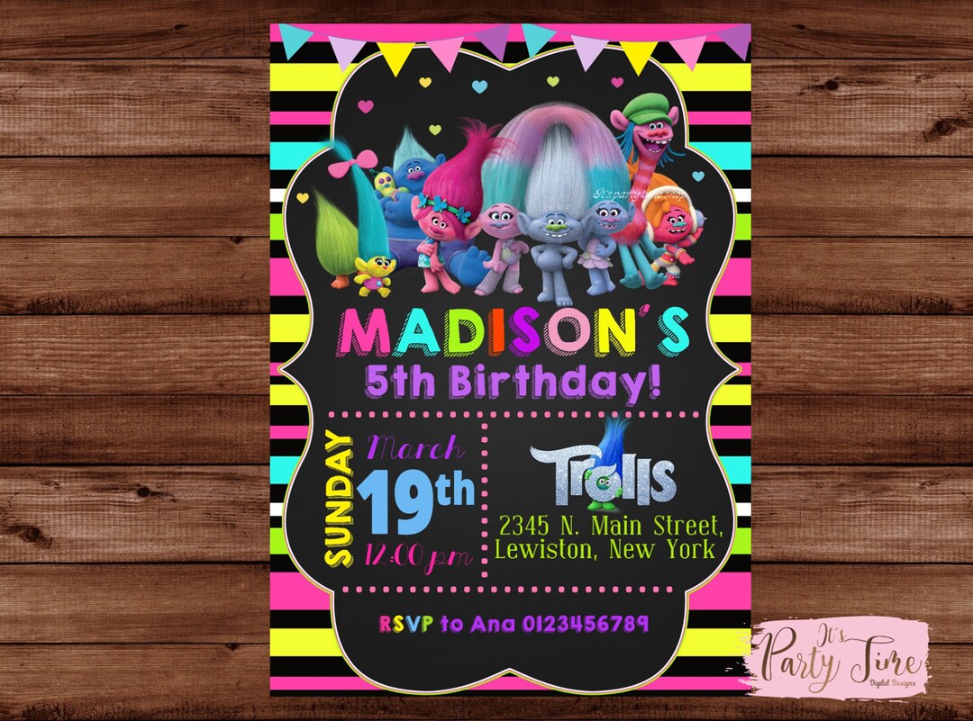 Trolls Invitation Trolls Party Trolls Birthday Invitation Trolls ...