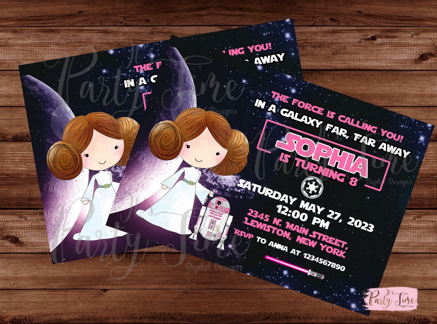 Invitación Star Wars Invitación Star Wars Girl Invitación Rosa Star ...