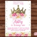 Gold Crown Invitation - Princess Invitation - Princess Birthday ...
