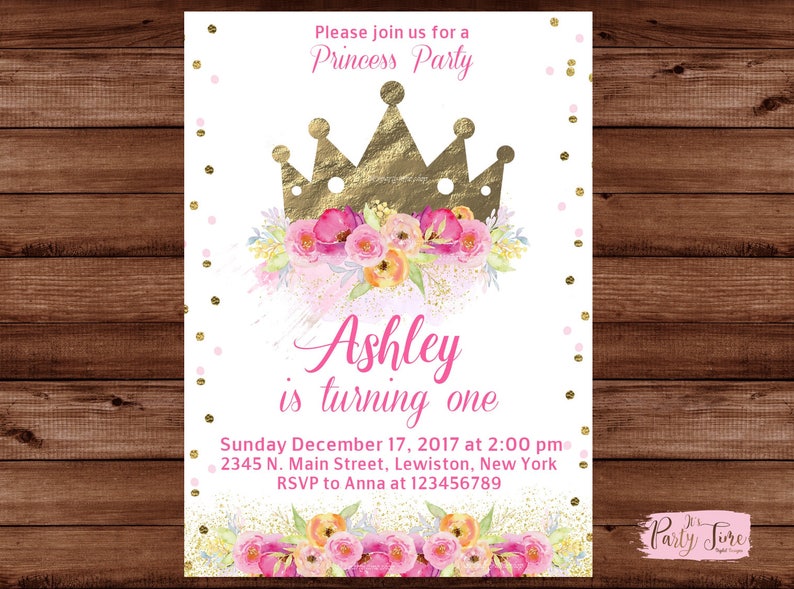 Gold Crown Invitation - Princess Invitation - Princess Birthday ...