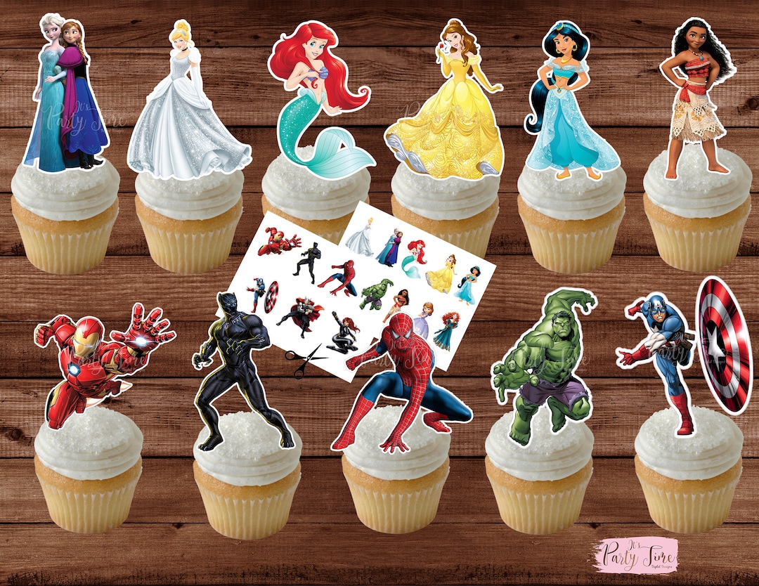 Princesses and Superhero Cupcake Toppers - Princesses and Superhero ...