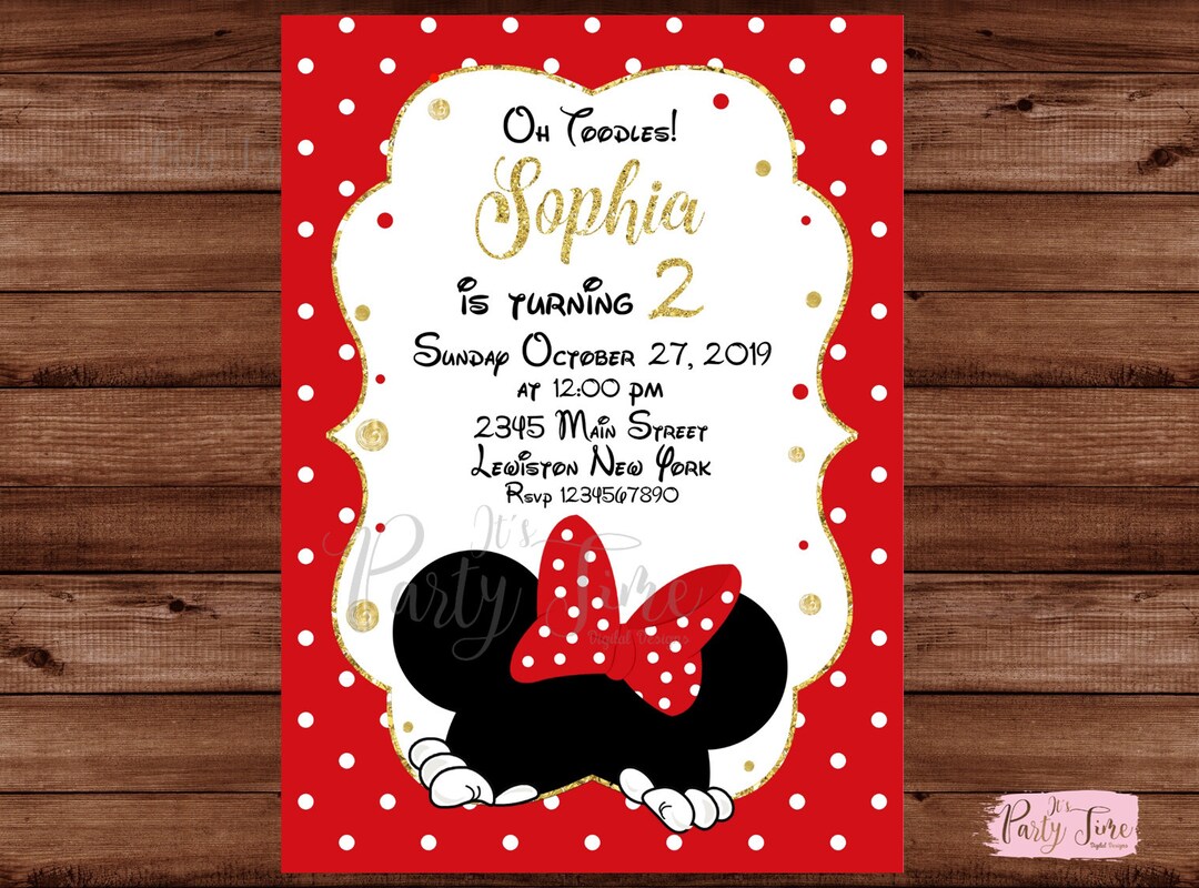 Minnie Mouse Invitation - Red Minnie Mouse Birthday Party Invitation ...