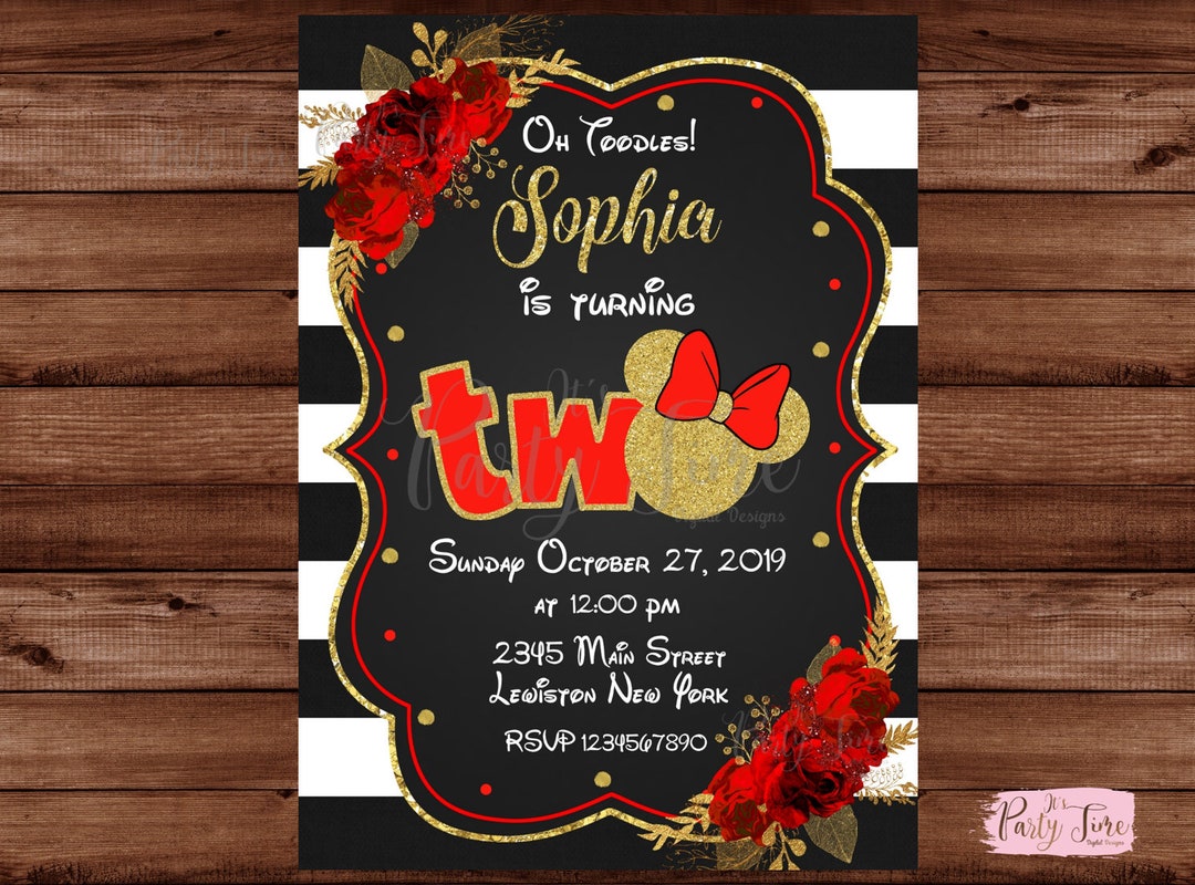 Minnie Mouse Invitation - Red Minnie Mouse Birthday Party Invitation ...