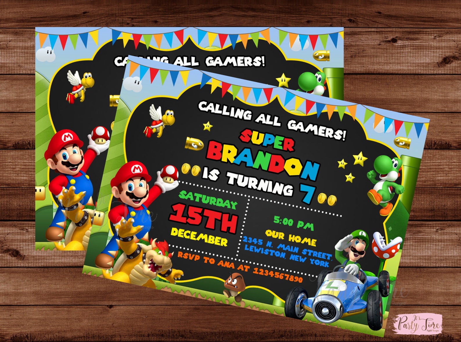 Invitación de Mario Bros invitación - invitación del cumpleaños de ...