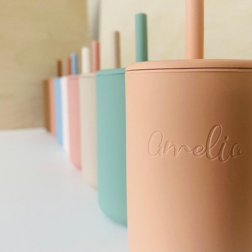 Personalized Silicone Toddler Cup With Lid and Straw Custom - Etsy