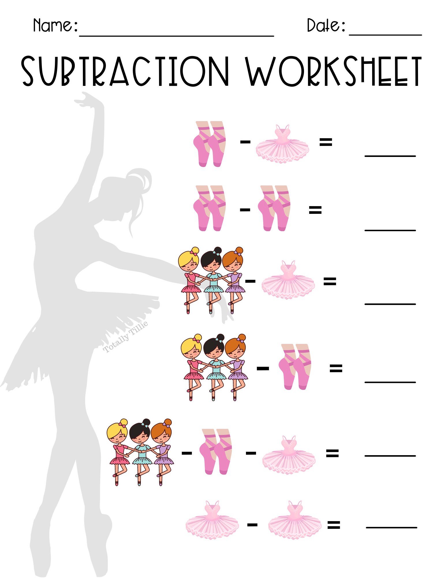 Ballerina Math Worksheets, Math Worksheets, Dancer Worksheets, Dance ...