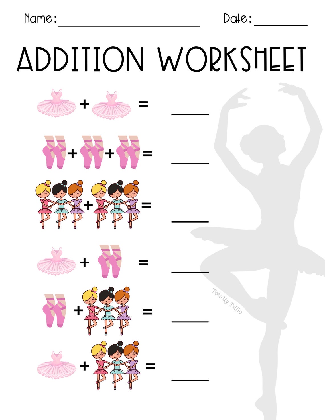 Ballerina Math Worksheets, Math Worksheets, Dancer Worksheets, Dance ...