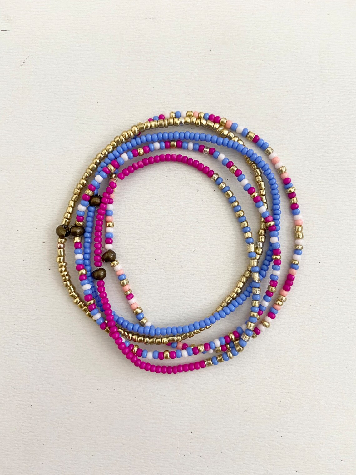 Magenta, Periwinkle, and Gold Bracelet Set - Etsy