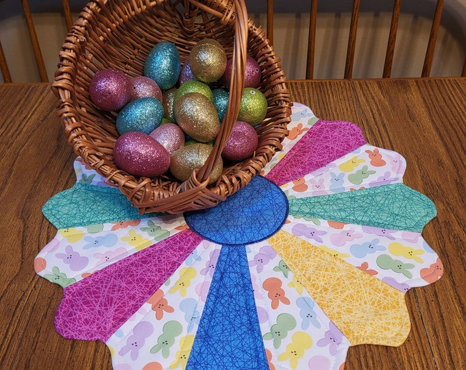 Easter Theme Handmade 17 Inch Table Topper, Cotton Quilted Marshmallow ...