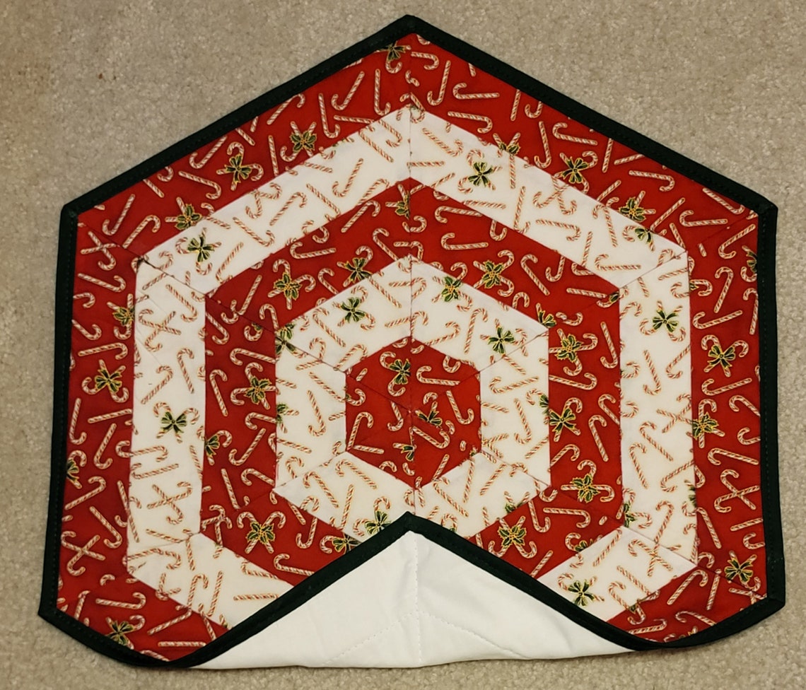 Candy Canes Winter Christmas Hexagon Handmade Table Topper - Etsy