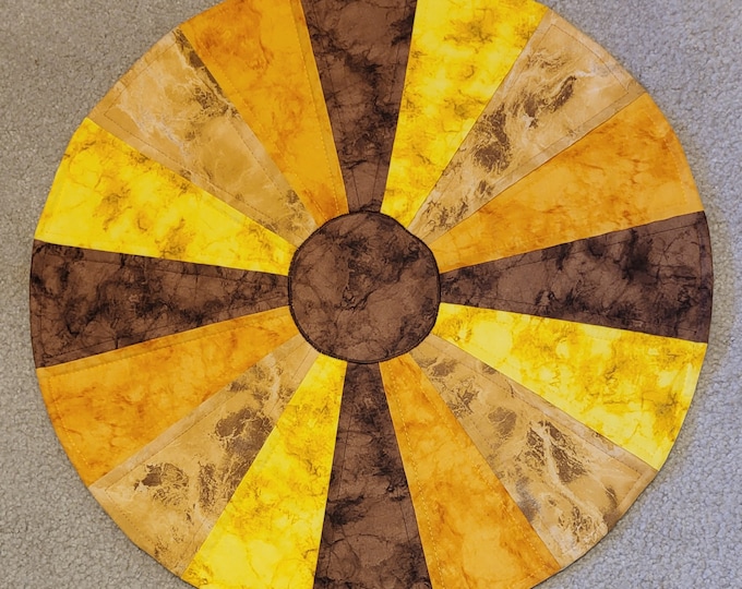 Brown, Taupe, and Camel Bamboo Shoot Design Table Topper, Round ...