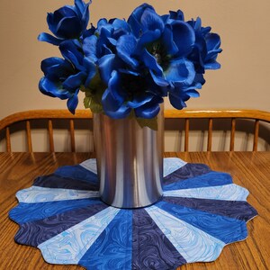 Three Shades of Blue Marbleized Table Topper, Navy, Royal, and Light ...