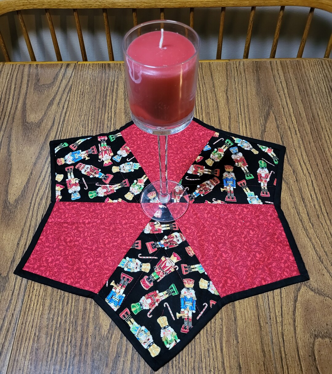 Christmas Nutcrackers With Candy Canes on Black W Gold Edging, Handmade ...