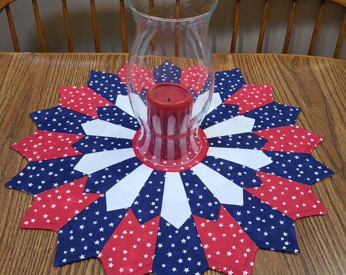Patriotic Handmade Table Topper,round 20.5 Inch Cotton Quilted ...