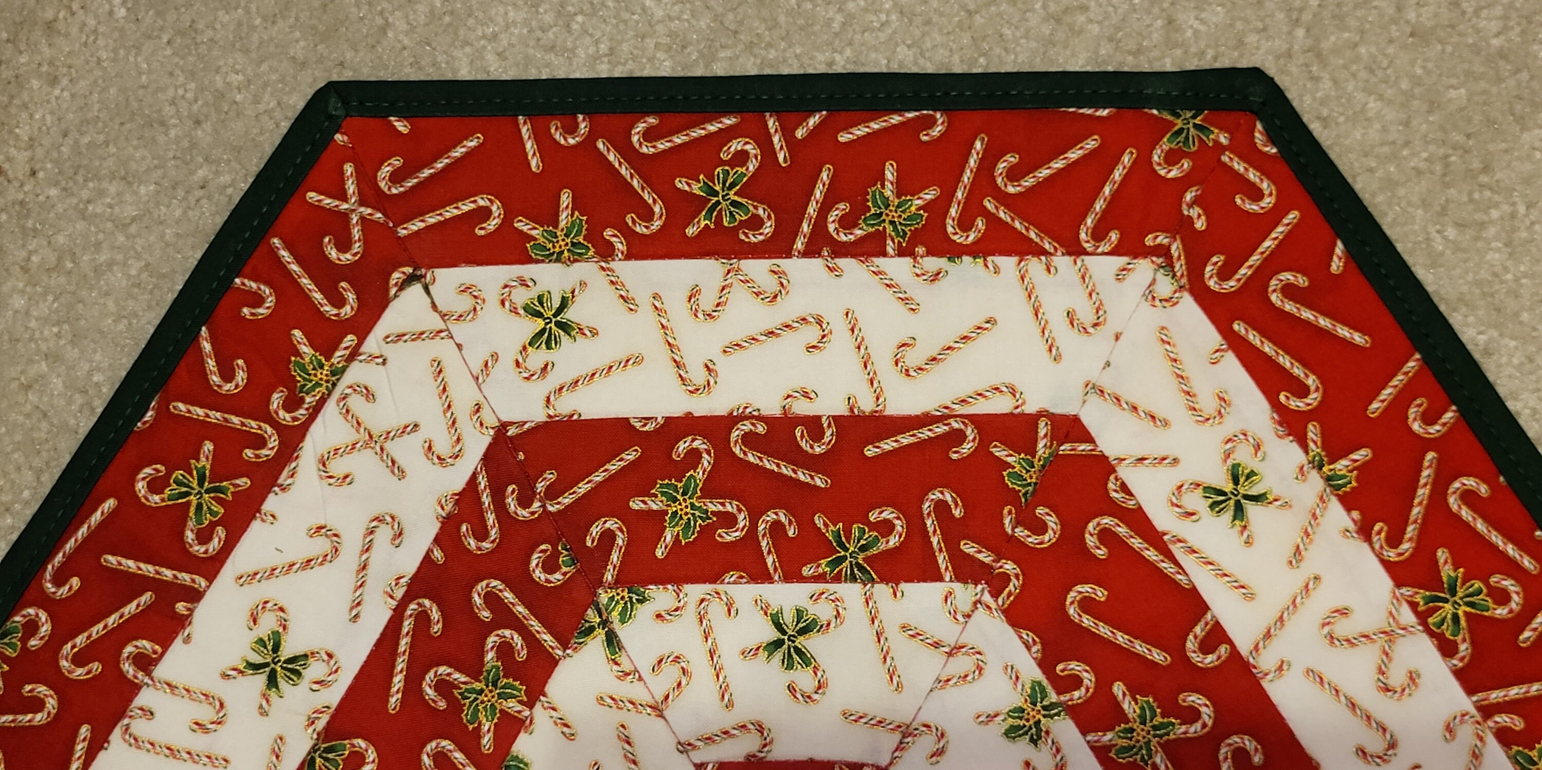 Candy Canes Winter Christmas Hexagon Handmade Table Topper - Etsy