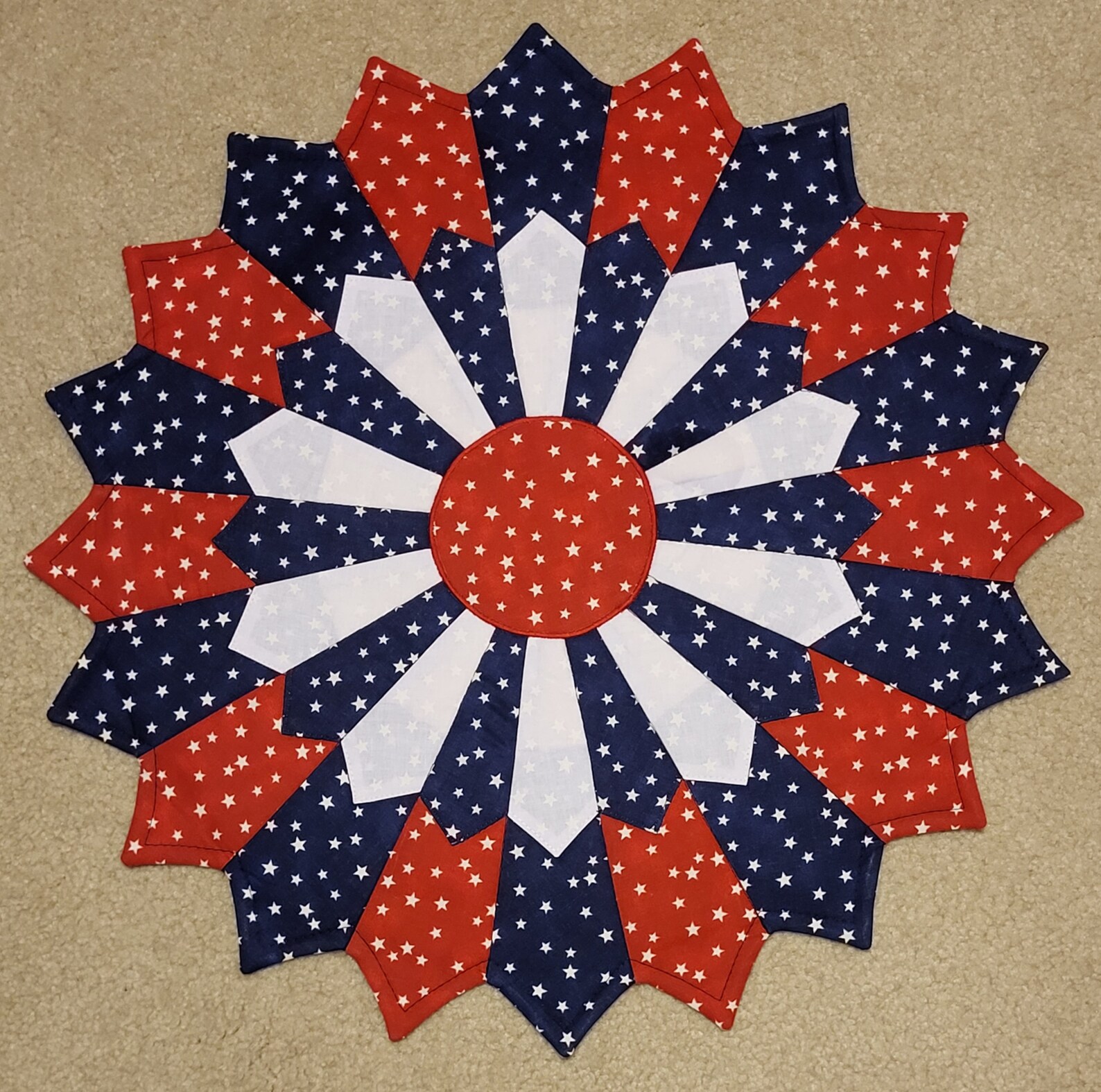 Patriotic Handmade Table Topper,round 20.5 Inch Cotton Quilted ...