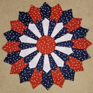 Patriotic Handmade Table Topper,round 20.5 Inch Cotton Quilted ...