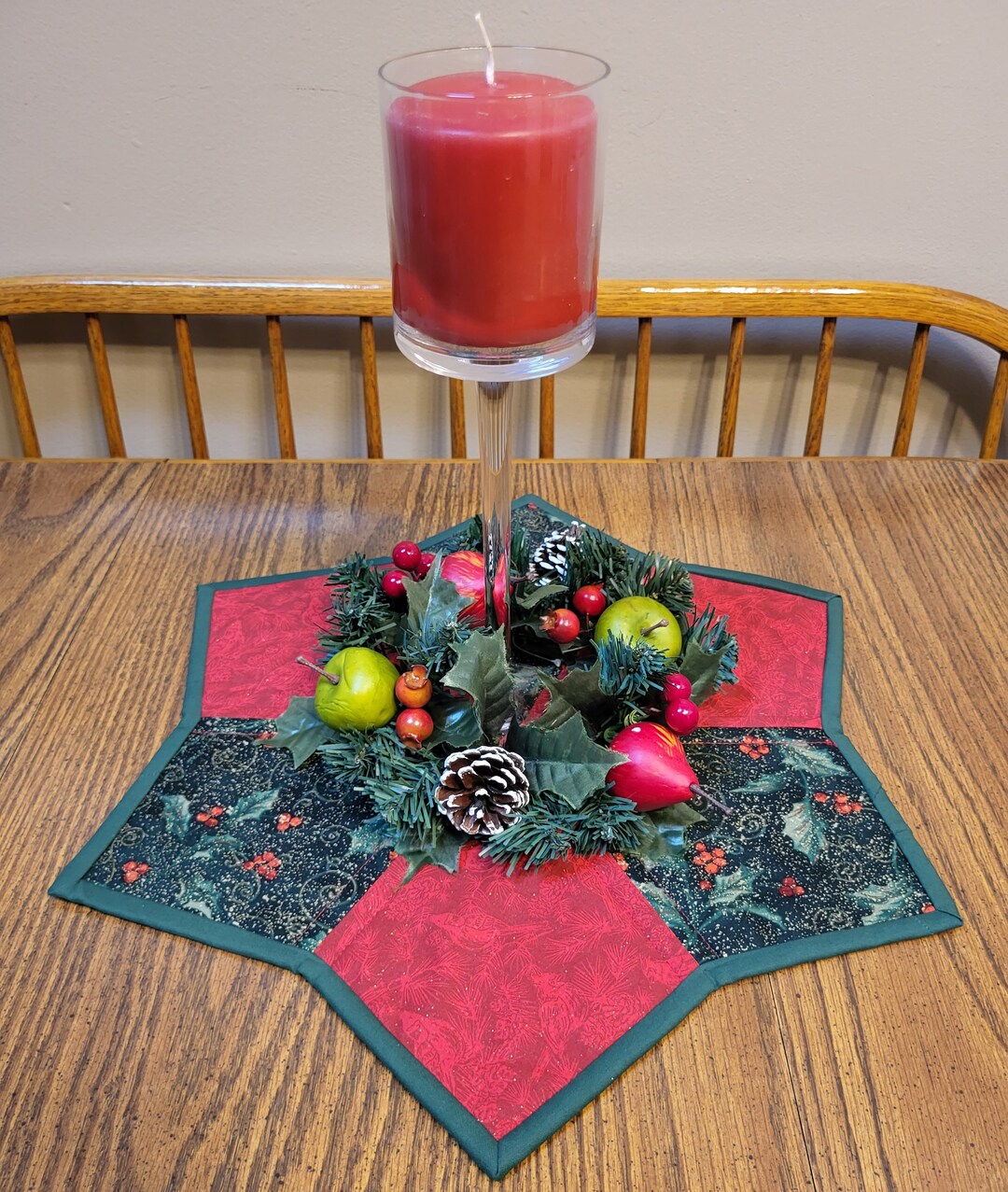 Winter Holly Berries and Leaves With Red Cardinal Fabric, Glittery ...