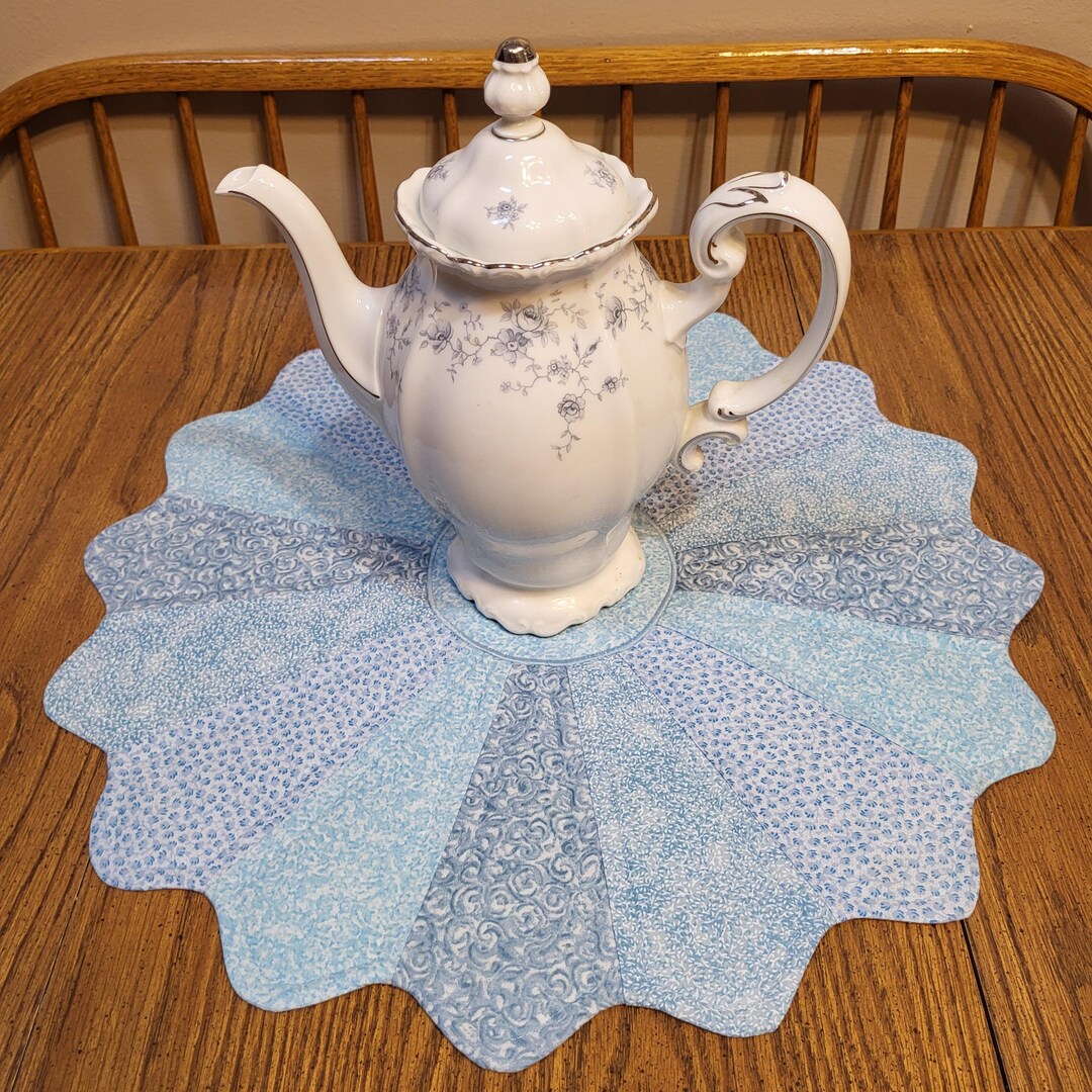 Light-light Blue Designs, Handmade 20 In. Cotton Quilted Table Topper ...