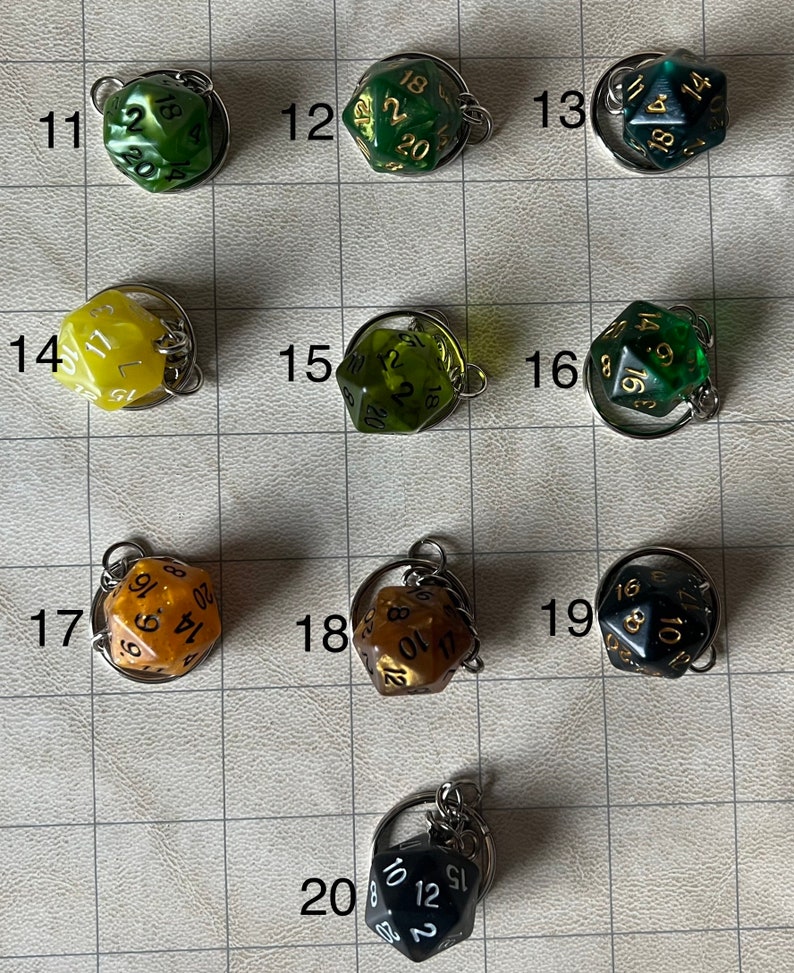 D20 Keychain Handmade DND New Color Options - Etsy