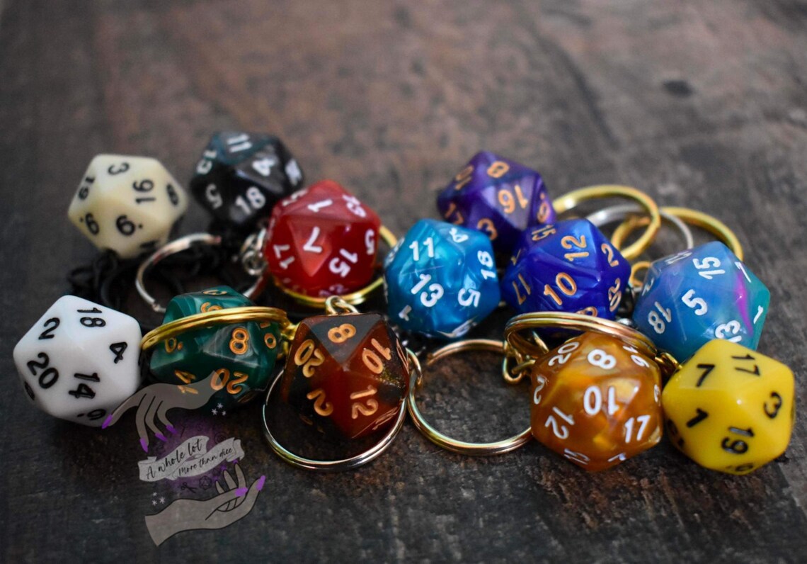 D20 Keychain Handmade DND New Colors Added - Etsy