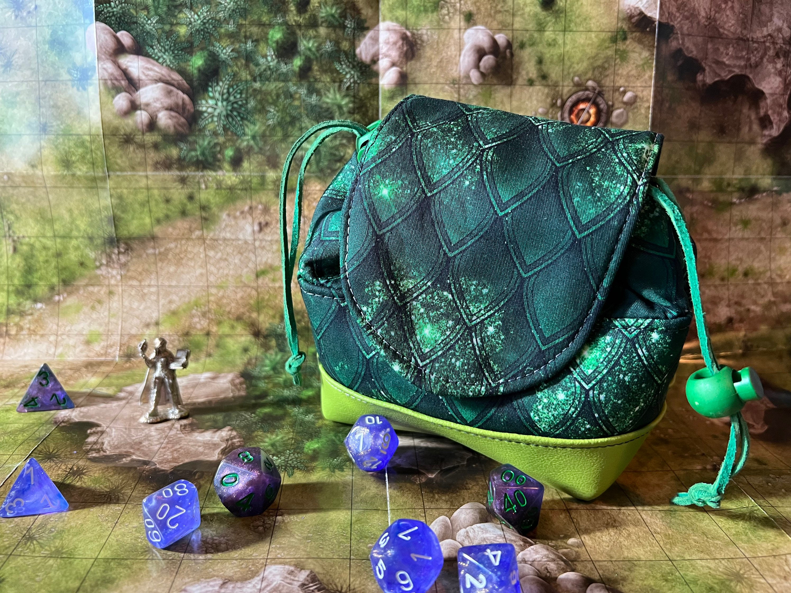 Dice Bag Green Dragon Scale Dice Pouch D20 DND TTRPG Drawstring Bag Bag ...