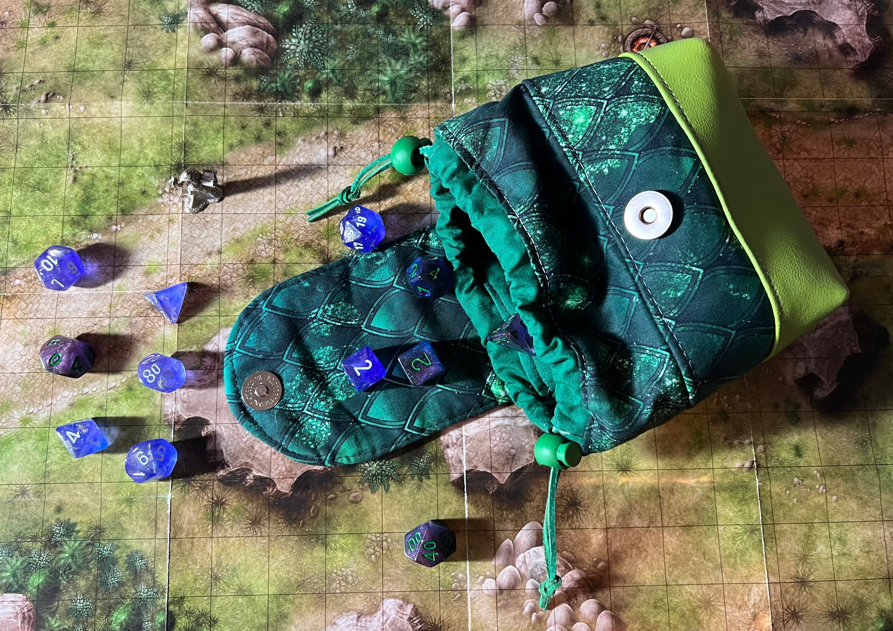 Dice Bag Green Dragon Scale Dice Pouch D20 DND TTRPG Drawstring Bag Bag ...