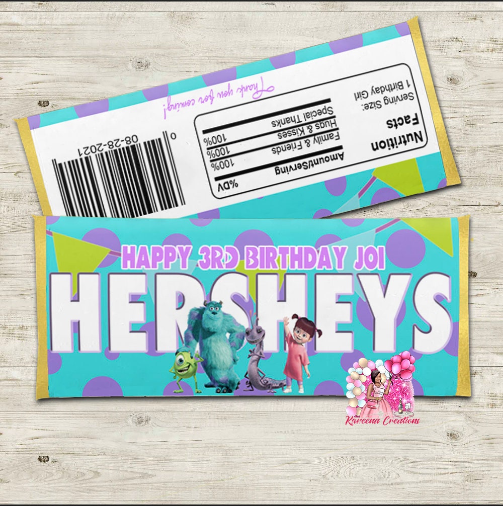 Monster Chocolate Candy Bar Birthday Label, Monster Birthday, Monster ...
