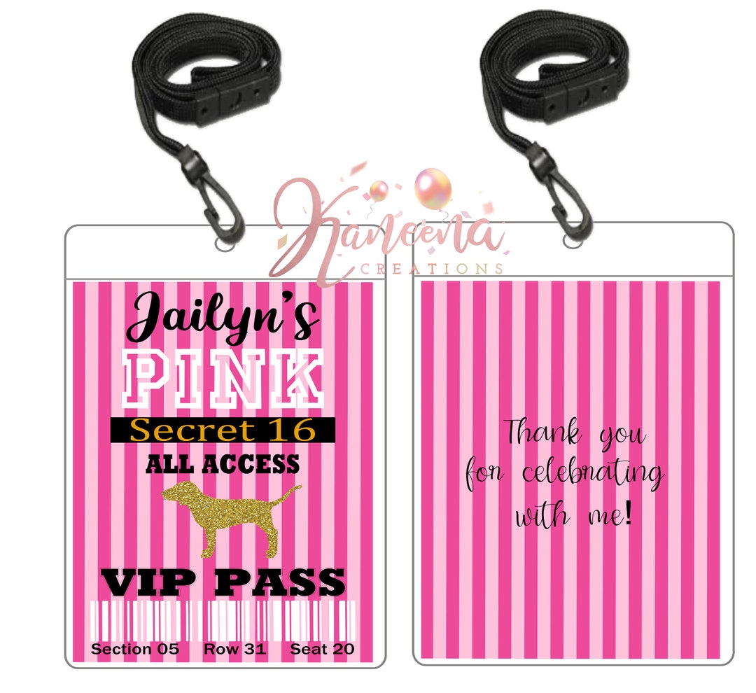VS Pink VIP Pass,pink Decor, Pink Party Theme - Etsy