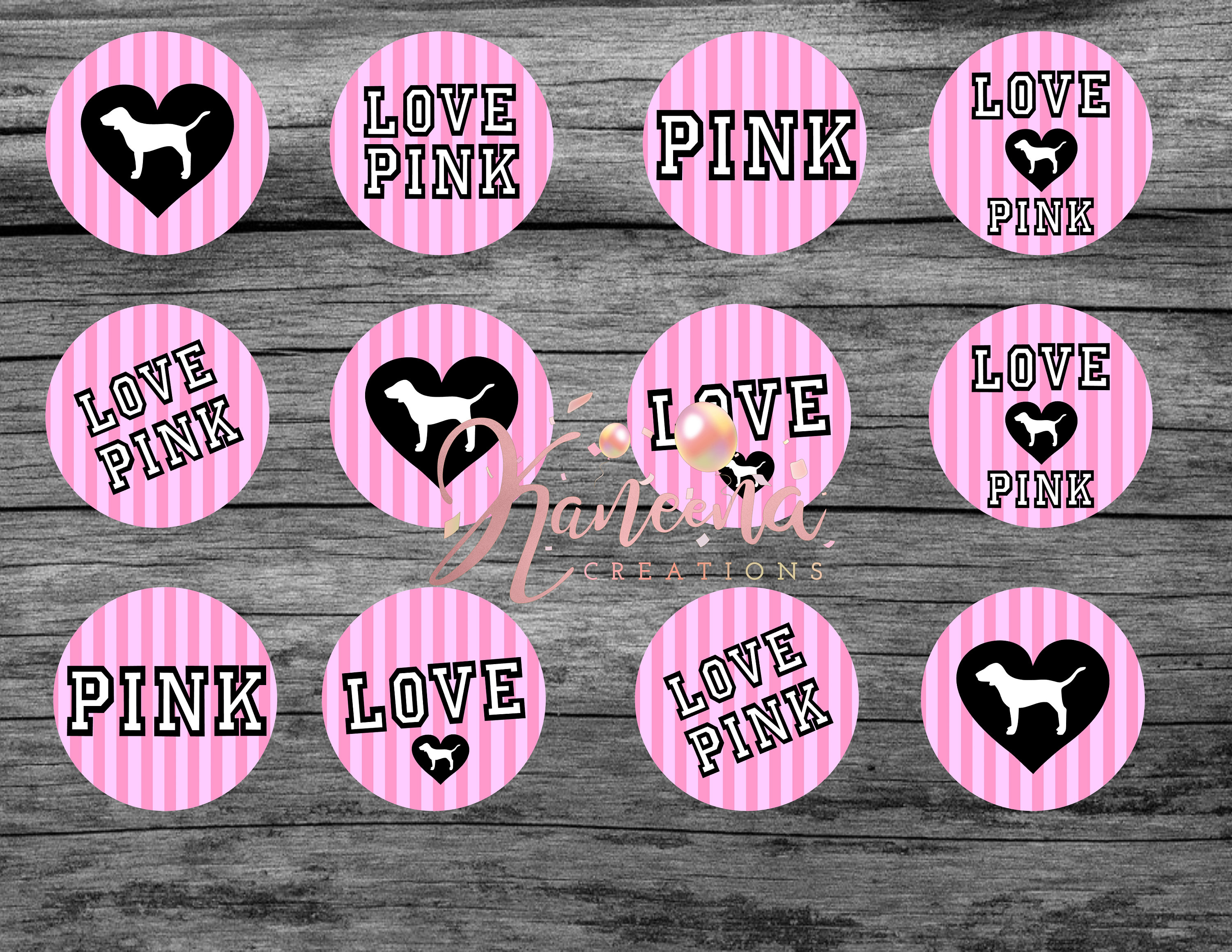 Pink Inspired Cup Cake Toppers- Pink Party-pink Decorinstanst DOWNLOAD ...