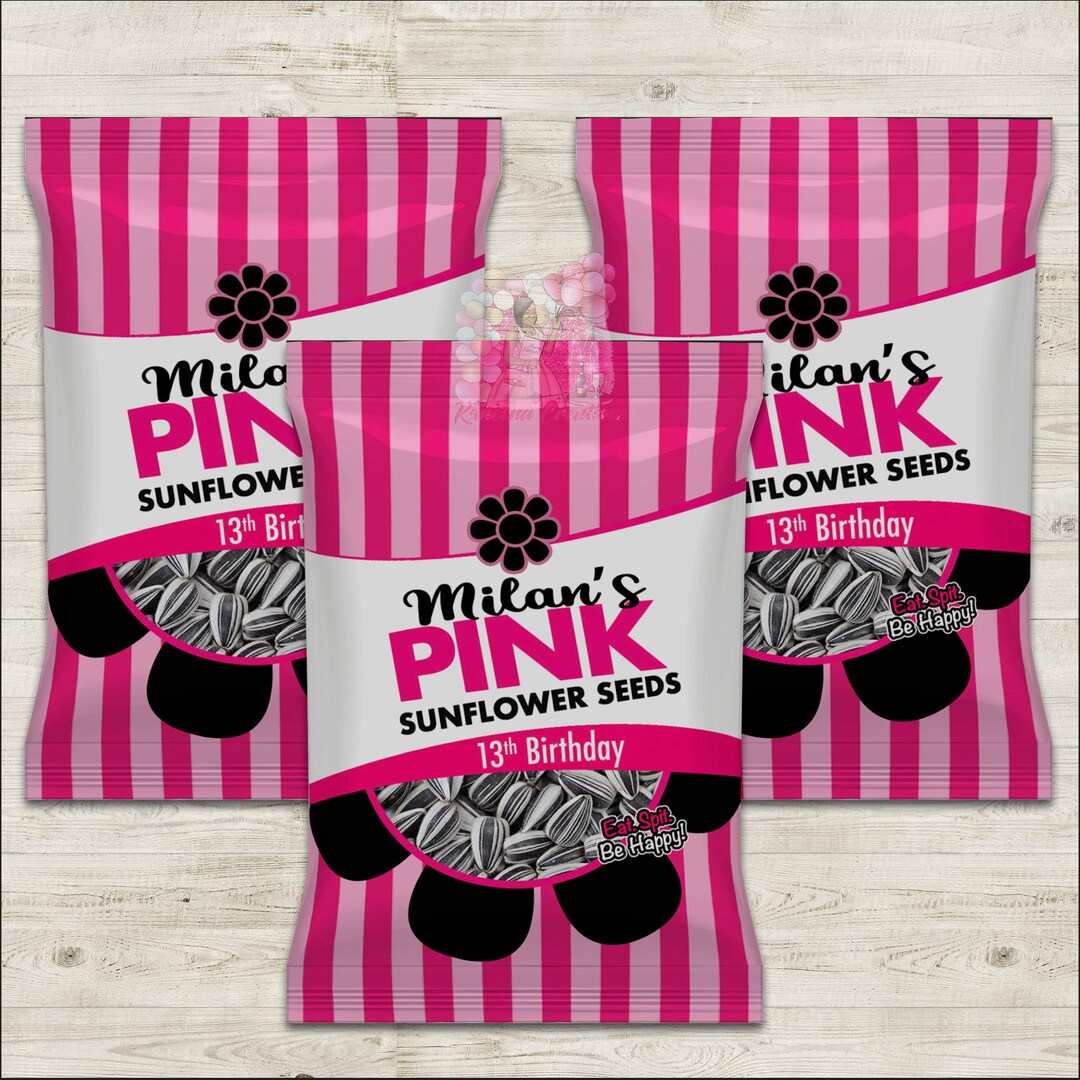 Pink Inspired Sunflower Seeds-pink Party-pink Theme- Pink Labels-pink ...