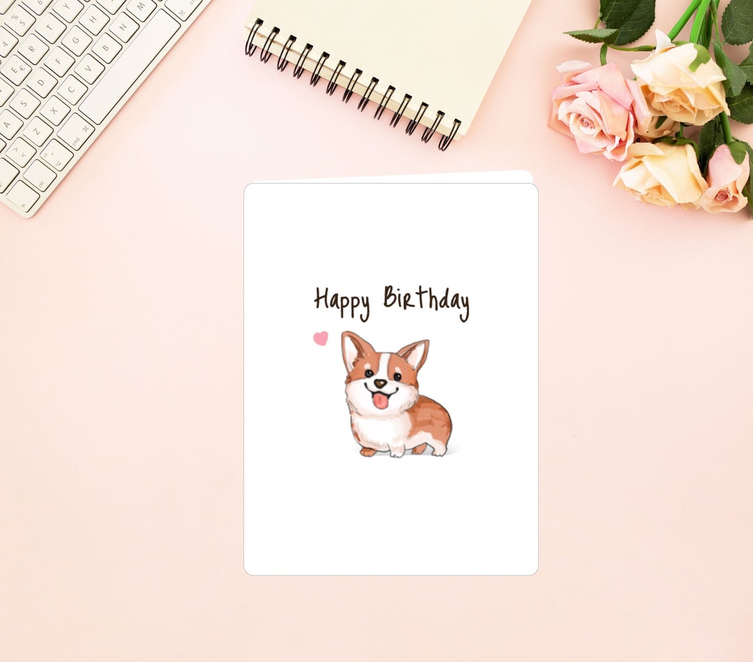 Happy Birthday Corgi Greeting Card - Etsy